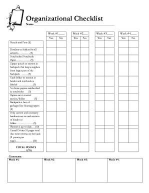 Fillable Online Organizational Checklist Fax Email Print - pdfFiller