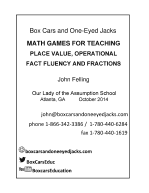 Fillable Online MATH GAMES FOR TEACHING Fax Email Print - pdfFiller