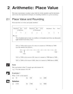 Fillable Online 2 Arithmetic: Place Value Fax Email Print - pdfFiller