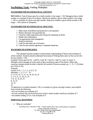 Fillable Online Fourth Grade Mathematics x Unit 1 Fax Email Print ...