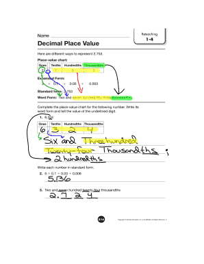 Fillable Online Write an equivalent decimal for 0 Fax Email Print ...