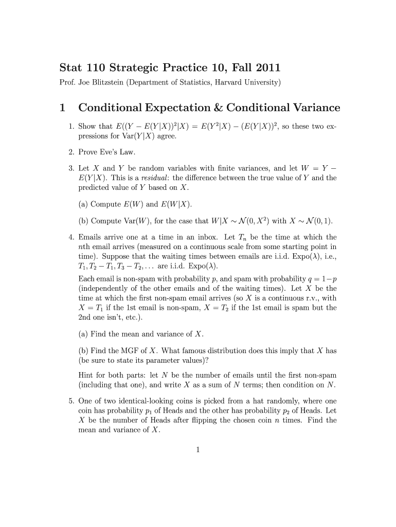Fillable Online Conditional Expectation & Conditional Variance Fax Email Print - pdfFiller