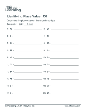 Fillable Online Identifying Place Value C6 Fax Email Print - pdfFiller