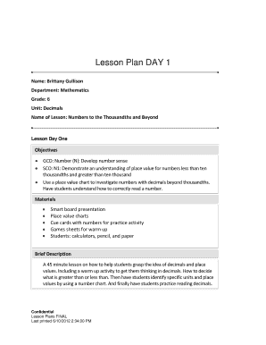 Fillable Online Lesson Plan DAY 1 Fax Email Print - pdfFiller