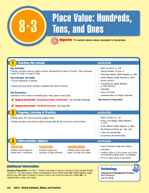 Fillable Online To extend place-value concepts to hundreds Fax Email ...