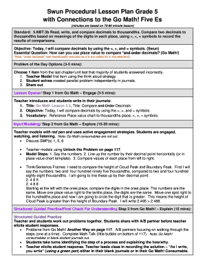 Fillable Online Swun Procedural Lesson Plan Grade 5 Fax Email Print ...