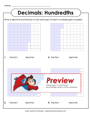 Fillable Online Decimals: Hundredths Fax Email Print - pdfFiller
