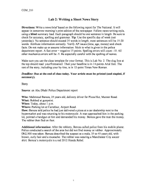 Fillable Online Lab 2: Writing a Short News Story Fax Email Print ...