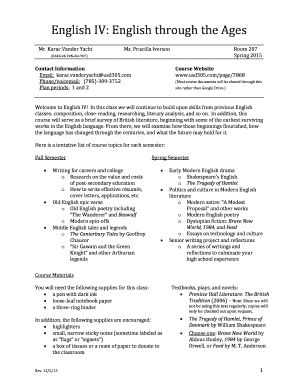 Fillable Online English IV: English through the Ages Fax Email Print ...