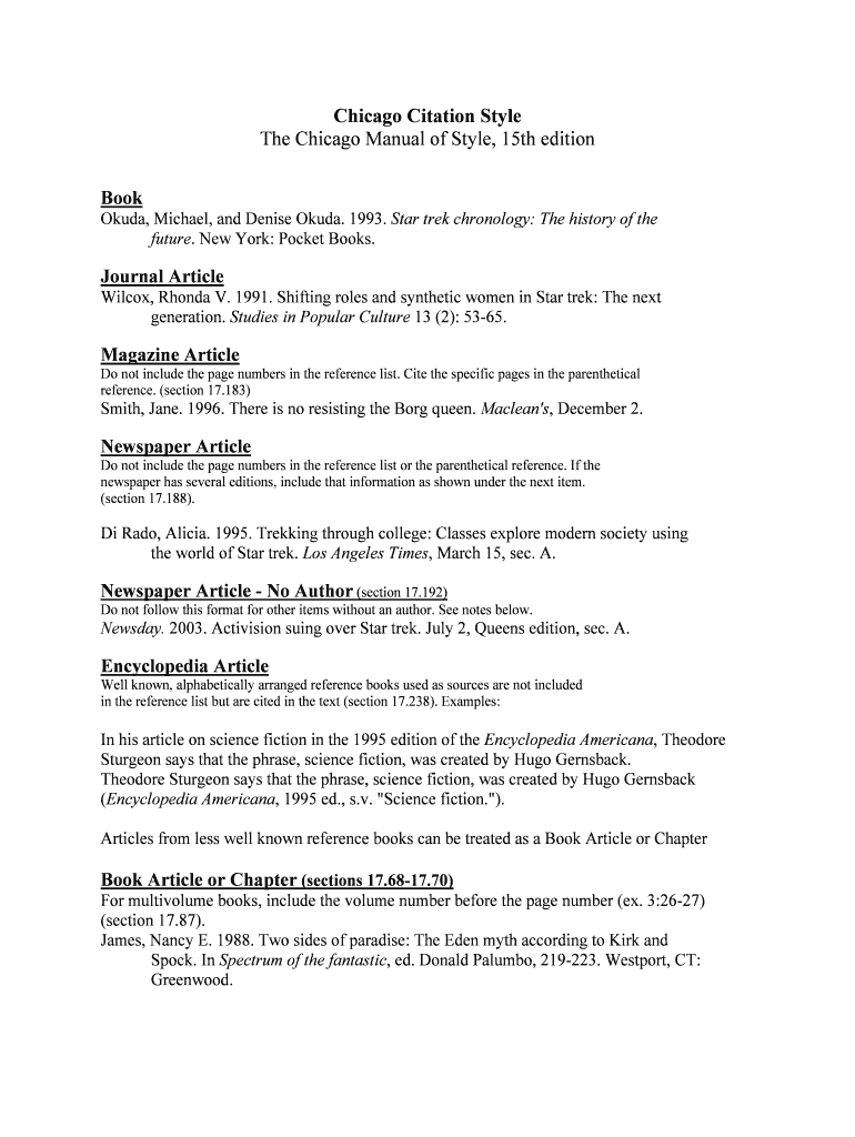 Fillable Online Chicago Citation Style Fax Email Print - pdfFiller