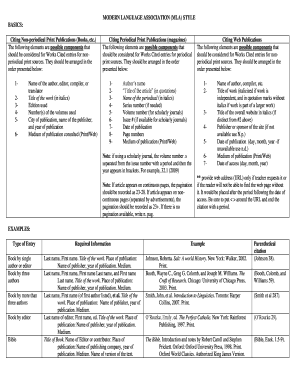 Fillable Online MODERN LANGUAGE ASSOCIATION (MLA) STYLE Fax Email Print ...