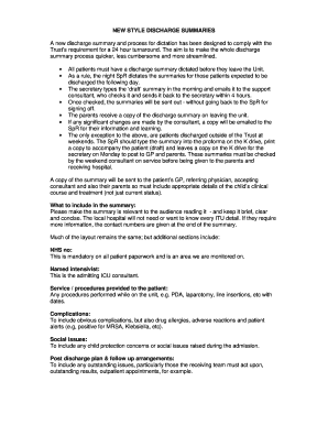 Fillable Online NEW STYLE DISCHARGE SUMMARIES Fax Email Print - pdfFiller