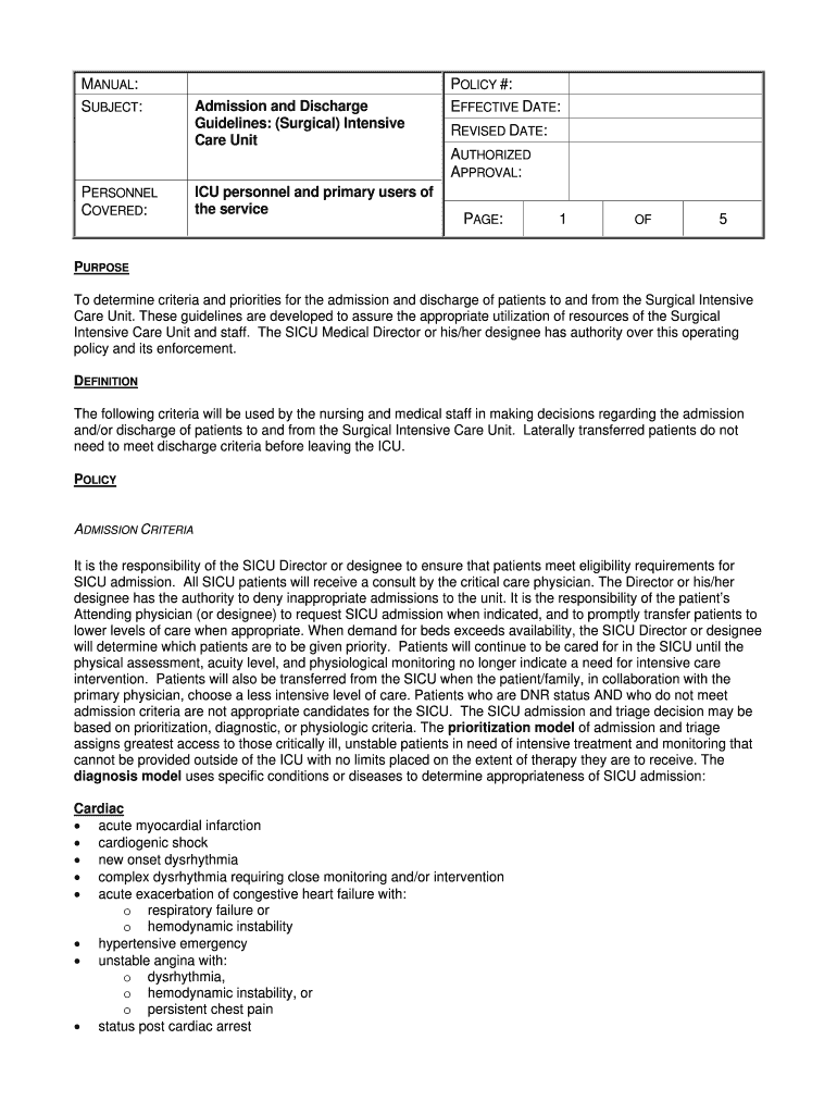 Fillable Online Admission and Discharge Fax Email Print - pdfFiller