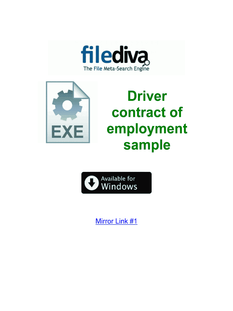 Fillable Online DownloadDriver contract of employment sample Fax Email ...