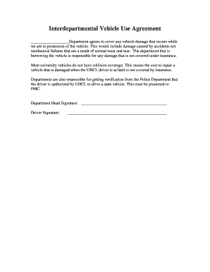 Fillable Online Interdepartmental Vehicle Use Agreement Fax Email Print ...