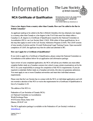 Fillable Online NCA Certificate of Qualification Fax Email Print ...