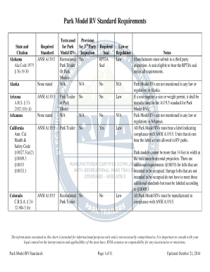 Fillable Online Park Model RV Standard Requirements Fax Email Print ...