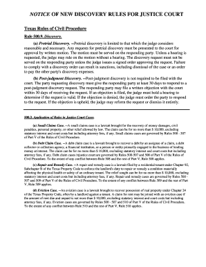 Fillable Online NOTICE OF NEW DISCOVERY RULES FOR JUSTICE COURT Fax ...
