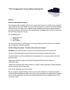 Fillable Online The Progressive Lease Option Blueprint Fax Email Print ...