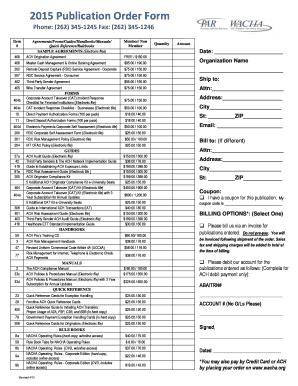 Fillable Online 2015 Publication Order Form Fax Email Print - pdfFiller