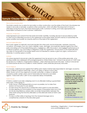 Fillable Online Sample Clauses for Hotel Contracts Fax Email Print ...