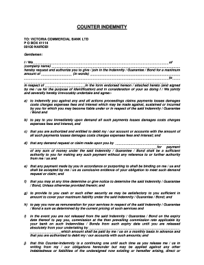 Fillable Online COUNTER INDEMNITY Fax Email Print - pdfFiller
