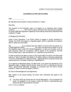 CUSTODIAN LETTER FOR FUTURES Doc Template | pdfFiller