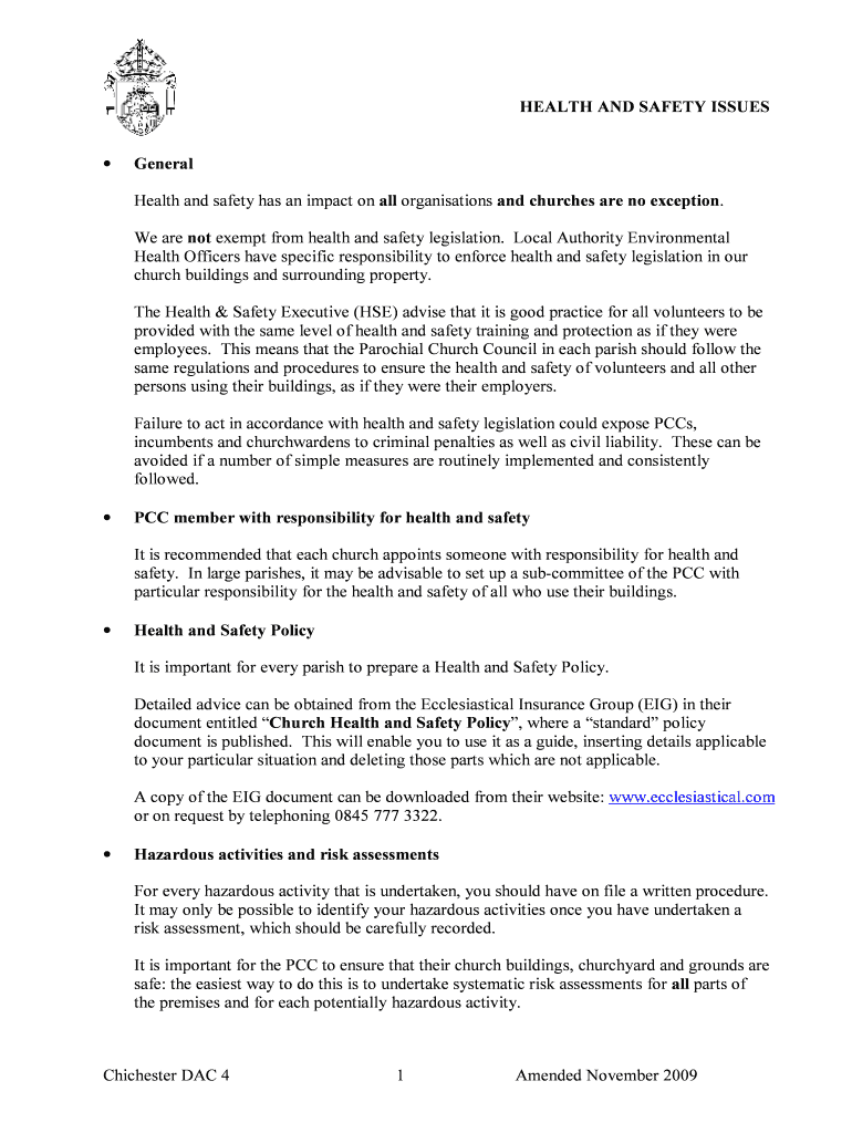 Fillable Online HEALTH AND SAFETY ISSUES Fax Email Print - pdfFiller