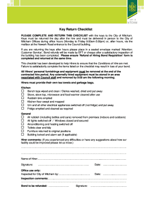 Fillable Online Key Return Checklist Fax Email Print - pdfFiller