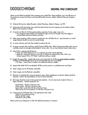 Fillable Online DIGITAL FILE CHECKLIST Fax Email Print - pdfFiller