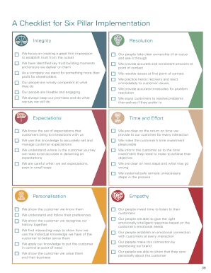 Fillable Online A Checklist for Six Pillar Implementation Fax Email ...