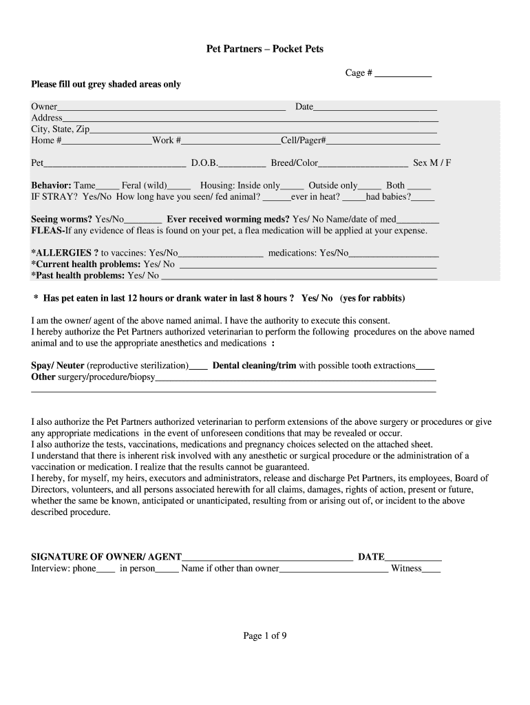 Fillable Online Pet Partners Pocket Pets Fax Email Print - pdfFiller