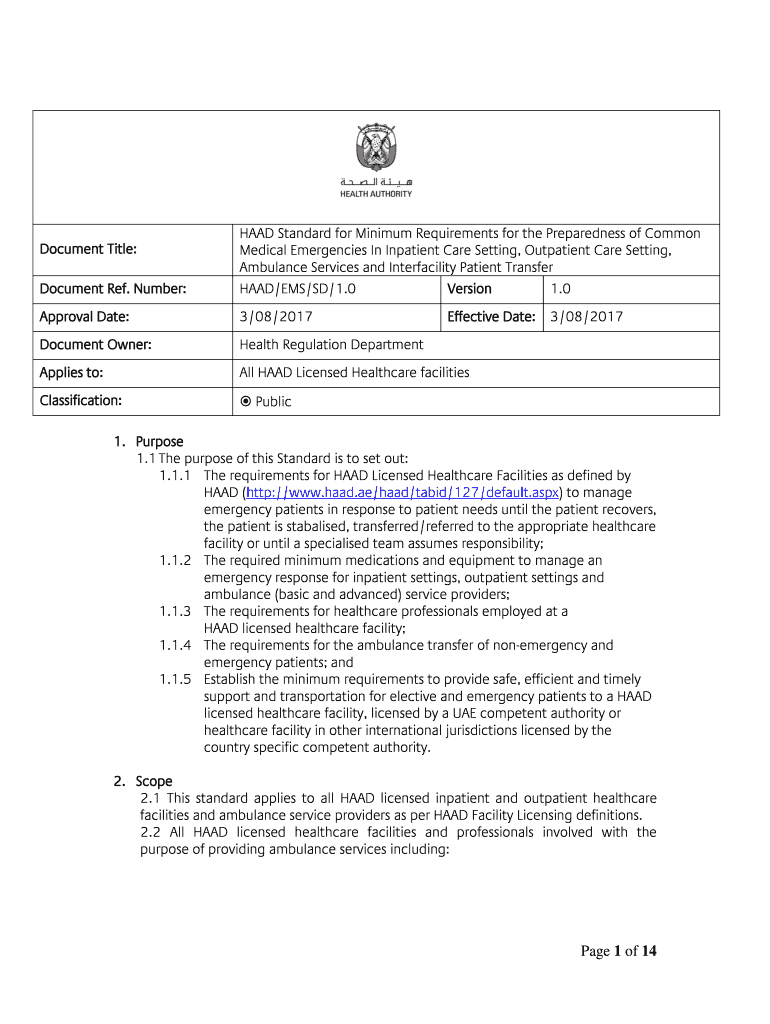 Fillable Online HAAD Standard for Minimum Requirements for the ...