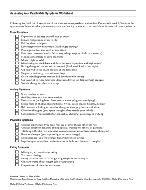Fillable Online Assessing Your Psychiatric Symptoms Worksheet Fax Email ...