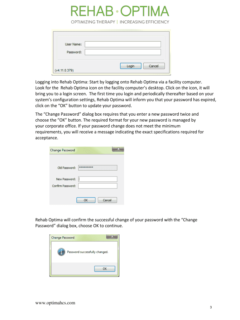 Fillable Online Logging into Rehab Optima: Start by logging onto Rehab ...