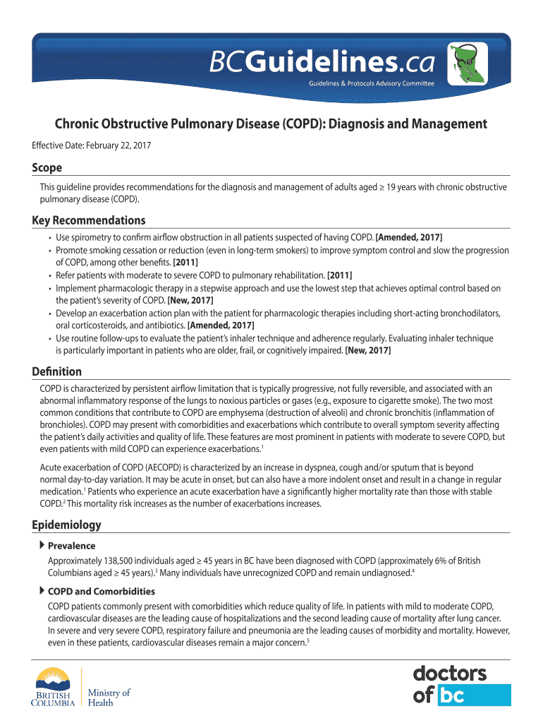 Fillable Online Chronic Obstructive Pulmonary Disease (COPD): Diagnosis ...
