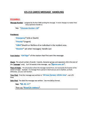 Fillable Online ICS-213 (ARES) MESSAGE HANDLING Fax Email Print - pdfFiller