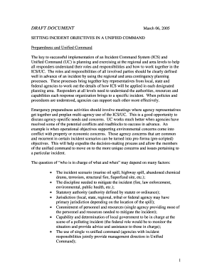 Fillable Online SETTING INCIDENT OBJECTIVES IN A UNIFIED COMMAND Fax ...