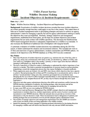 Fillable Online Topic: Wildfire Decision Making Incident Objectives and ...