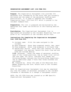 Fillable Online ORGANIZATION ASSIGNMENT LIST (ICS FORM 203) Fax Email ...