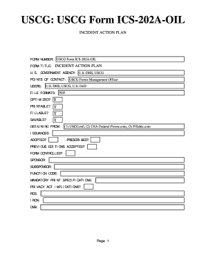 Fillable Online USCG: USCG Form ICS-202A-OIL Fax Email Print - pdfFiller