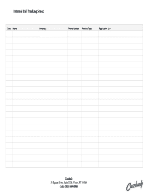 Fillable Online Internal Call Tracking Sheet Fax Email Print - pdfFiller