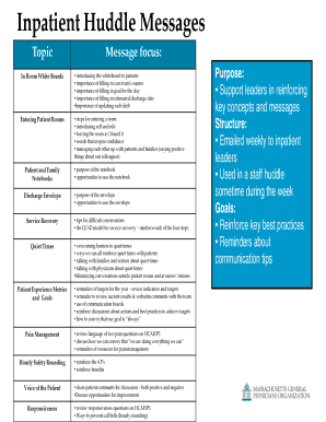 Fillable Online Inpatient Huddle Messages Fax Email Print - pdfFiller