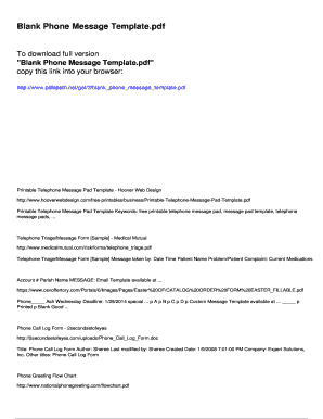 Fillable Online Blank Phone Message Template Fax Email Print - pdfFiller