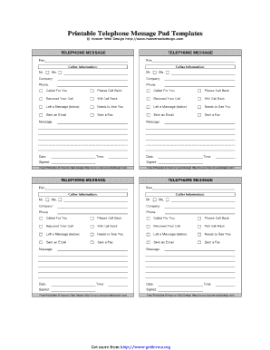 Fillable Online Printable Telephone Message Pad Templates Fax Email ...