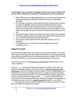 Fillable Online TEMPLATE FOR ANSWERING MACHINE PHONE SCRIPT Fax Email ...