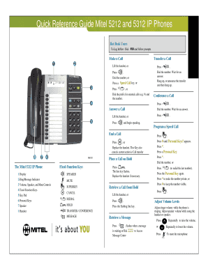 Fillable Online Quick Reference Guide Mitel 5212 and 5312 IP Phones Fax ...