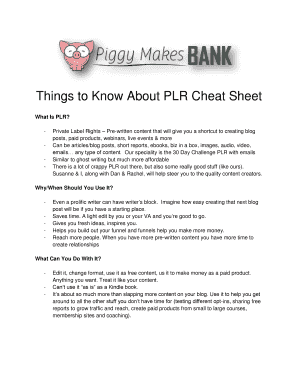 Fillable Online Things to Know About PLR Cheat Sheet Fax Email Print ...