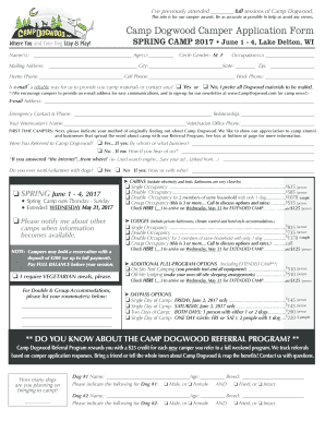 Fillable Online This info is for our camper awards Fax Email Print ...