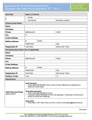 Fillable Online Application for Dock Development Permit: Fax Email ...
